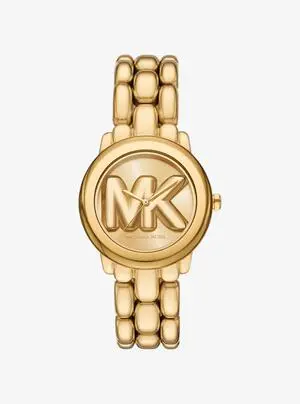 Michael Kors Phoebe -tone Stainless Steel Watch With Mk Pop Charm - Gold