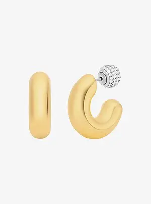 Michael Kors 2-in-1 Pavé Convertible Hoop Earrings - Silver