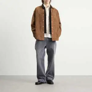 Ami Goat Suede Leather Shirt Jacket