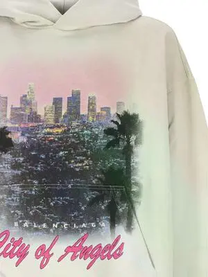 Balenciaga City Of Angels-print Hoodie - Neutrals
