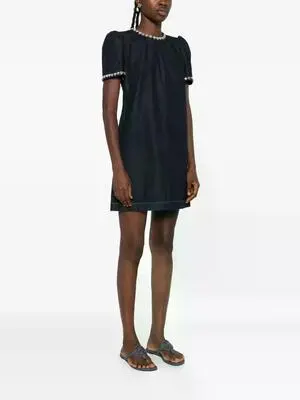 Zimmermann Embellished Denim Mini Dress - Blue