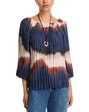Bella Dahl Pleated Three Quarter Sleeve Blouse