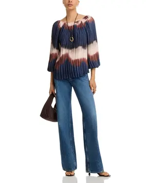 Bella Dahl Pleated Three Quarter Sleeve Blouse