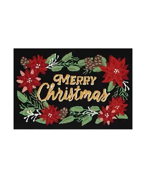 LUSH DECOR Liora Manne Frontporch Merry Christmas Area Rug, 2'6 X 4 - Black