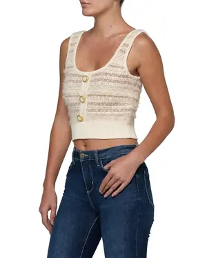 L'Agence Galene Mixed Stitch Tank Top - Ecru/natural
