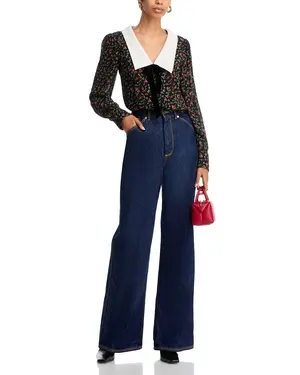 French Connection Yasmin Collared Crepe Top