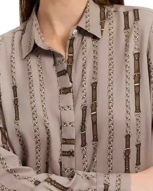 Foxcroft Luna Chain Print Shirt - Brown Multi