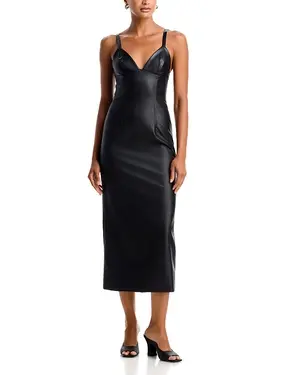 Bardot Estine Faux Leather Midi Dress - Black
