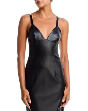 Bardot Estine Faux Leather Midi Dress - Black