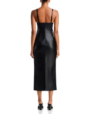Bardot Estine Faux Leather Midi Dress - Black