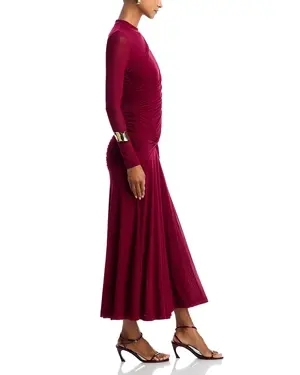 Bardot Liyana Ruched Mesh Dress - Berry