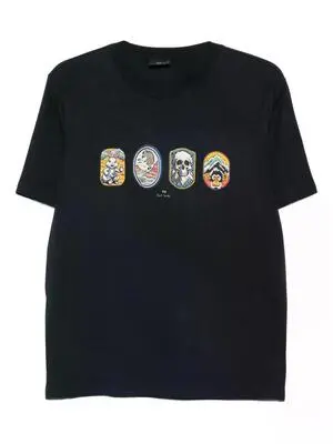 Paul Smith Four-graphic Organic-cotton T-shirt - Blue