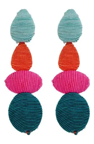 PANACEA Beaded Linear Drop Earrings - Blue Multi