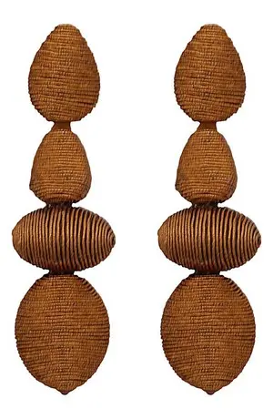 PANACEA Beaded Linear Drop Earrings - Brown