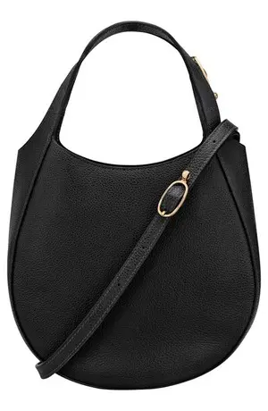 Longchamp Le Foulonné Leather Top Handle Crossbody Bag - Black