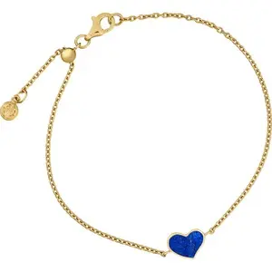 JAN LESLIE Heart Bracelet Set In Sterling Silver With Gold Vermeil - Blue