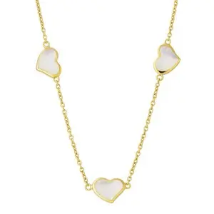 JAN LESLIE Triple Station Heart Necklace - White