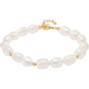 BEARFRUIT JEWELRY 14k Plated Eternal Spring Pearl Bracelet - Gold