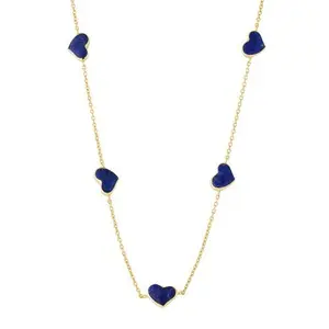 JAN LESLIE Five Station Heart Necklace - Blue