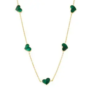 JAN LESLIE Five Station Heart Necklace - Green