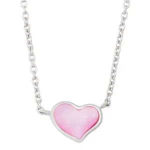 JAN LESLIE Heart Pendant Necklace In Sterling Silver - Pink
