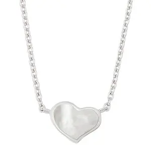 JAN LESLIE Heart Pendant Necklace In Sterling Silver - White