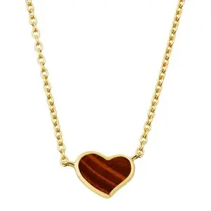 JAN LESLIE Single Heart Necklace In Sterling Silver With Gold Overlay - Red