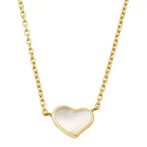 JAN LESLIE Single Heart Necklace In Sterling Silver With Gold Overlay White