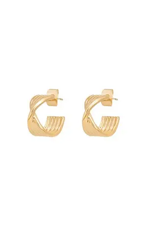 BEARFRUIT JEWELRY 14k Plated Maeve Huggie Hoop Earrings - Gold