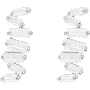 BEARFRUIT JEWELRY 18k Gold Plated Clara Crystal Earrings - Silver