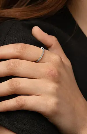 BEARFRUIT JEWELRY 14k Plated Crystal Band Ring - Silver