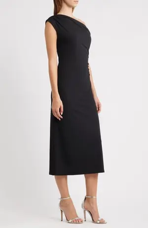 WAYF Tara One-shoulder Midi Dress