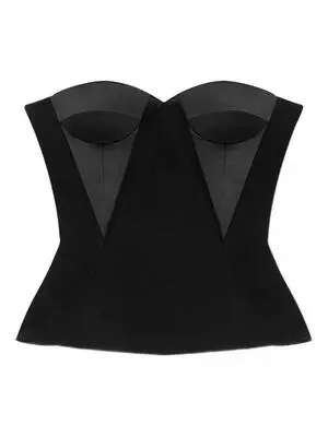 Versace Satin-paneled Bustier Top