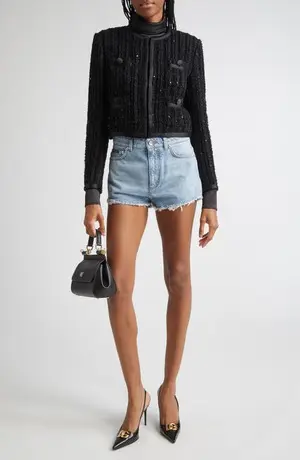 Dolce & Gabbana Frayed Hem Denim Shorts