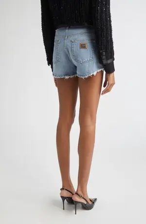 Dolce & Gabbana Frayed Hem Denim Shorts