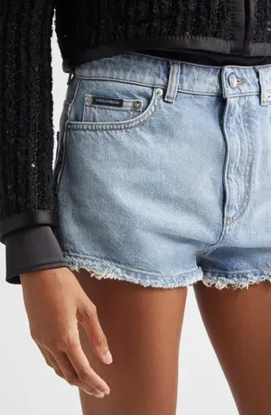 Dolce & Gabbana Frayed Hem Denim Shorts