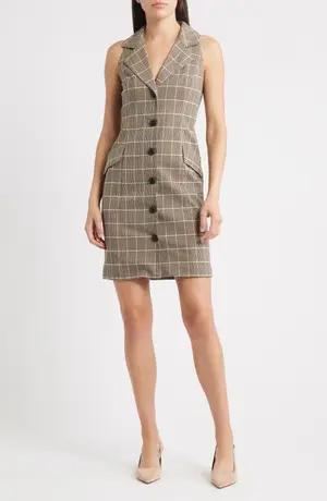 Vince Camuto Windowpane Plaid Coat Dress