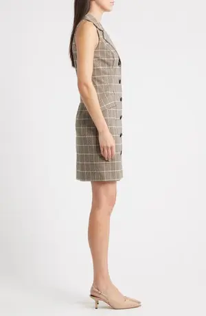 Vince Camuto Windowpane Plaid Coat Dress