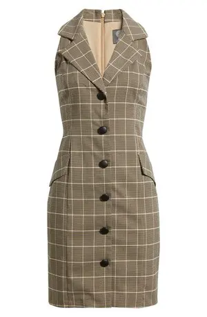 Vince Camuto Windowpane Plaid Coat Dress