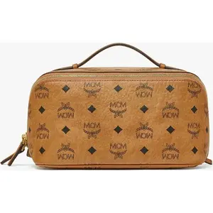 Mcm Ottomar Toiletry Bag In Visetos - Cognac