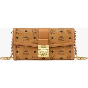 Mcm Tracy Wallet On Chain In Visetos - Cognac