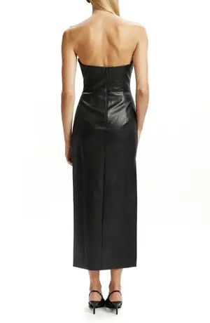 Bardot Eleni Strapless Faux Leather Midi Dress