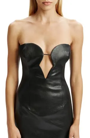 Bardot Eleni Strapless Faux Leather Midi Dress