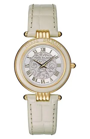 BALMAIN WATCHES Haute Elegance Leather Strap Watch - Stainless Steel With Beige
