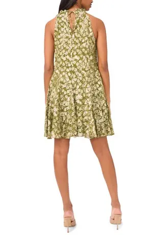 CECE DUPRAZ Metallic Leaf Print Dress