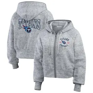 WEAR BY ERIN ANDREWS Tennessee Titans Speckled Fleece Cropped Full-zip Hoodie - Heather Gray