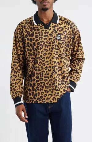 Obey Leopard Print Johnny Collar Soccer Jersey