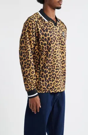 Obey Leopard Print Johnny Collar Soccer Jersey