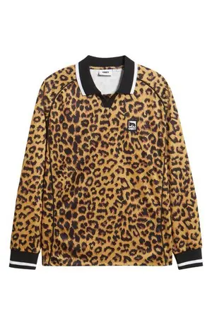 Obey Leopard Print Johnny Collar Soccer Jersey