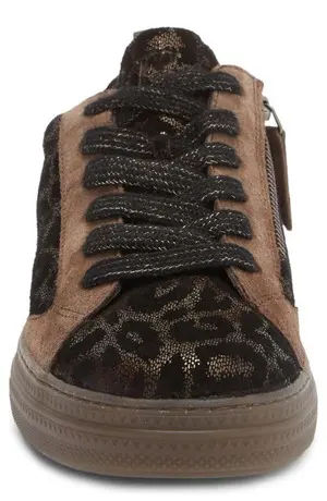 Paul Green Capri Glitter Leather Sneakers - Bronze Earth Combo